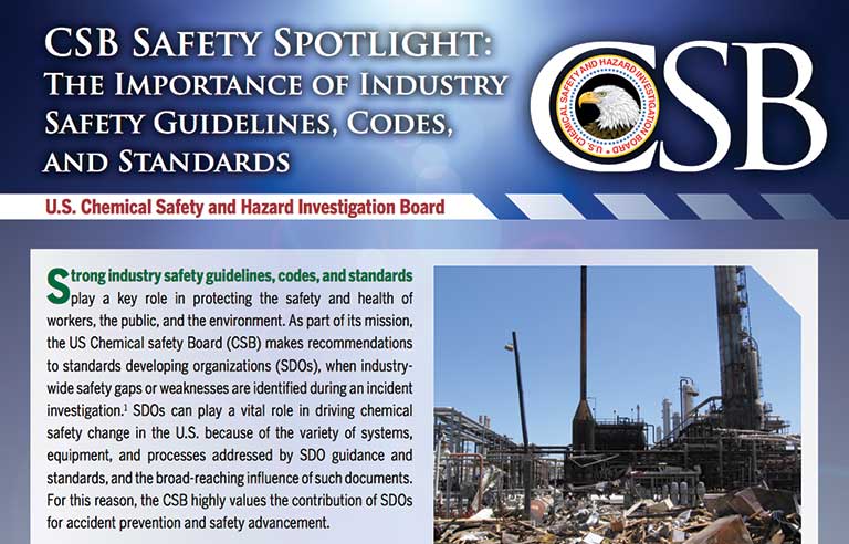 CSB ‘Safety Spotlight’ highlights agency contributions to guidelines ...