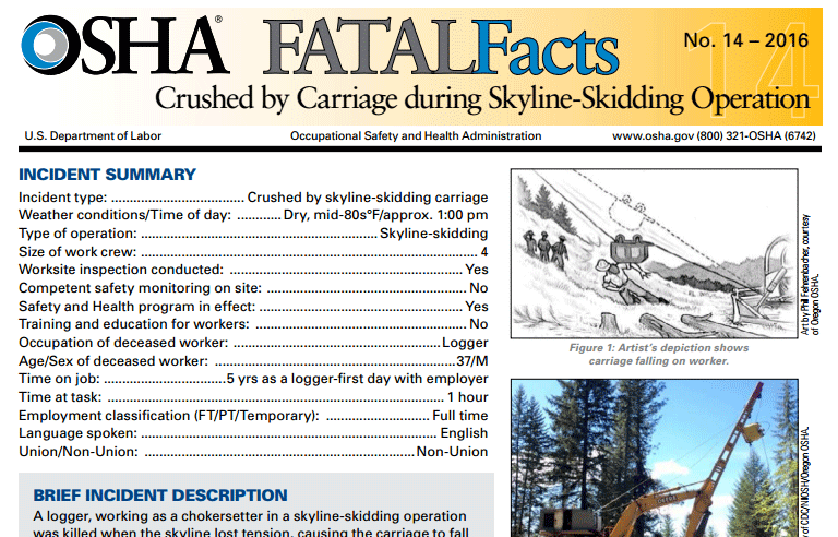 Latest ‘Fatal Facts’ focuses on logging operations | 2016-09-07