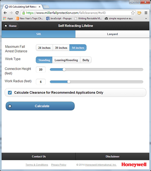 Fall clearance calculator | 2014-06-10