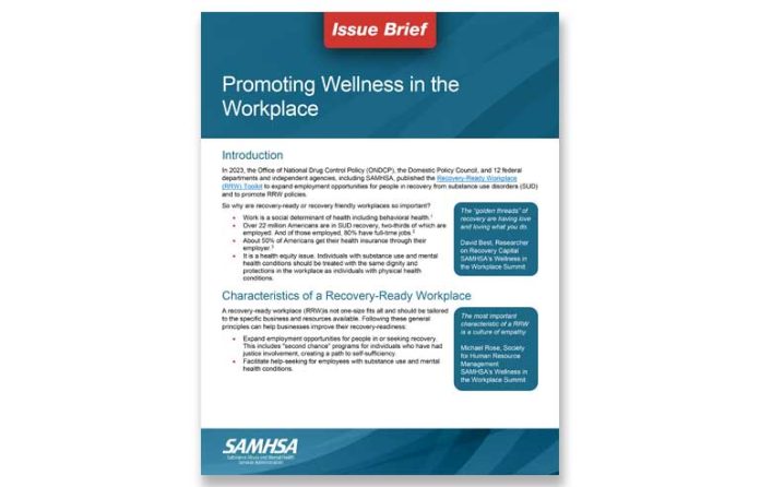Recovery-ready workplaces: New resource from SAMHSA