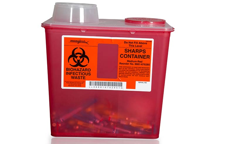 Which workers are most at risk for sharps injuries?