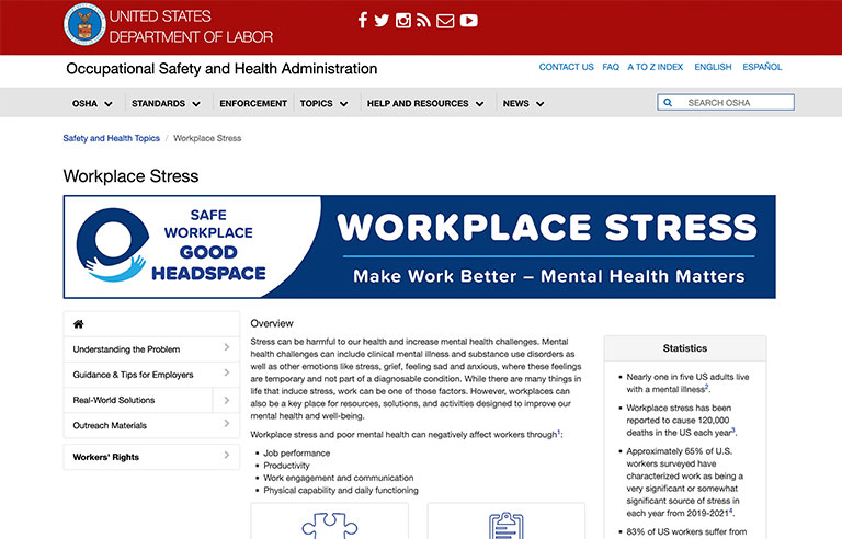 Workplace stress and mental health: OSHA launches webpage