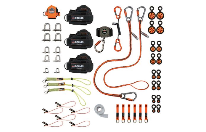 Tower climber tool tethering kit