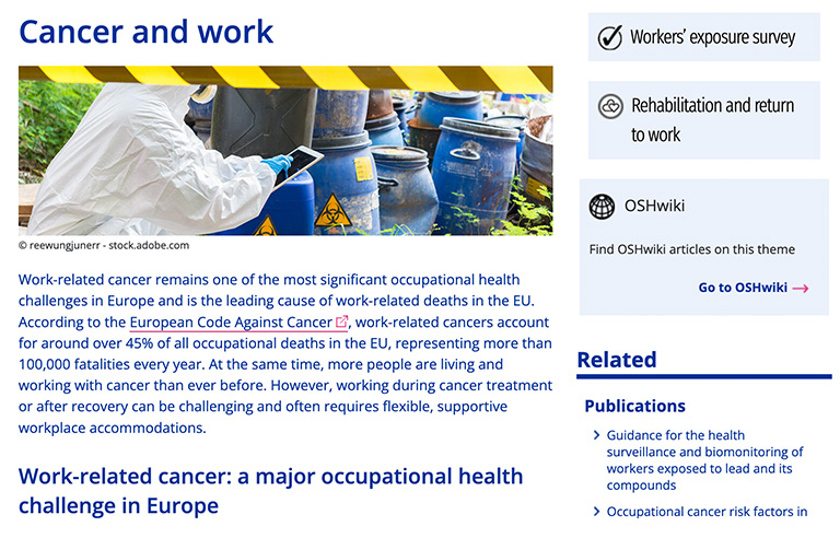 Work-related cancers: EU safety and health agency launches webpage ...